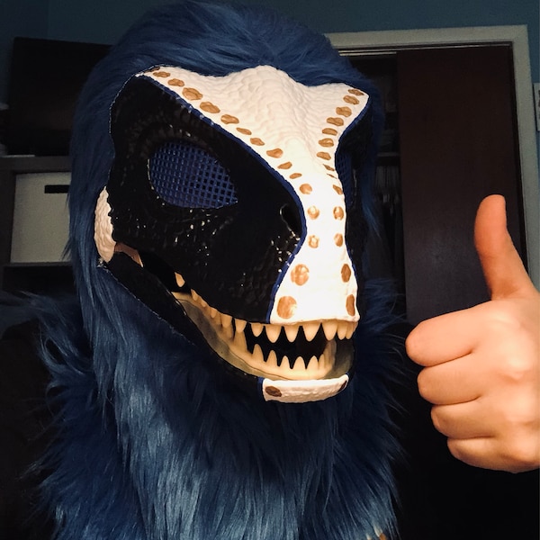 Dinosaur Mask Painted Furred - Etsy