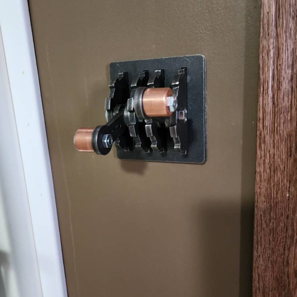 Double-gang Gear Light Switch Cover With Copper Handles / Industrial ...