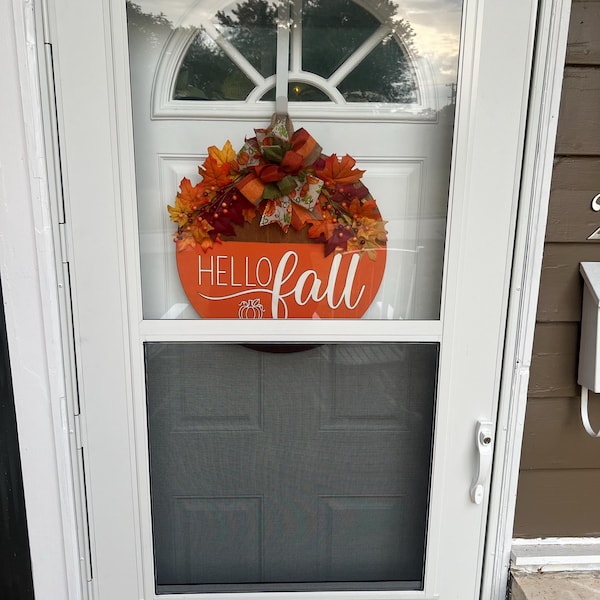 HELLO FALL Door Hanger Hello Fall Front Porch Sign Door Hanger for Fall ...