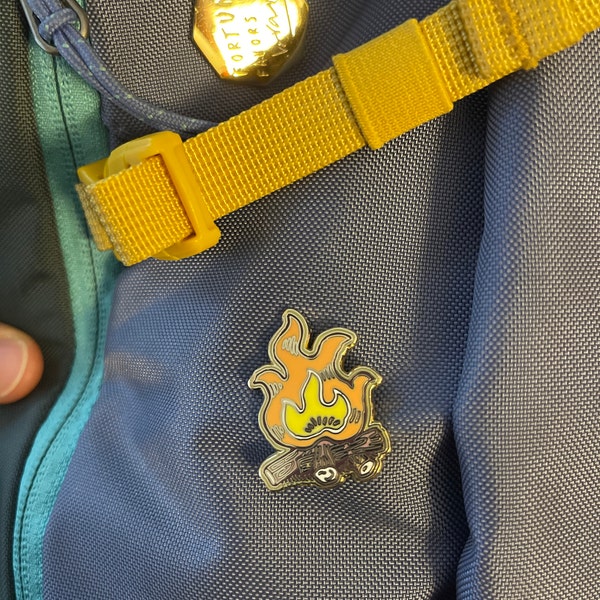 Campfire Enamel Pin, Camping Pin, Single Hard Enamel Pin With Butterfly ...