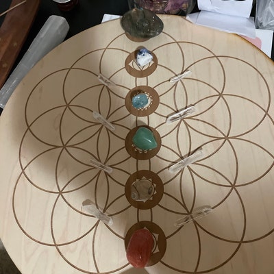 Flower of Life Chakras Crystal Grid Chakras Crystal Grid Chakras Wood ...