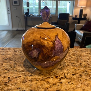 Large Handmade Wooden Urn Made of Alder Burl Inlayed With Calcite and ...