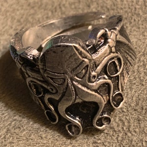 Cthulhu Ring Handcrafted Pewter Ring Adjustable Men's - Etsy