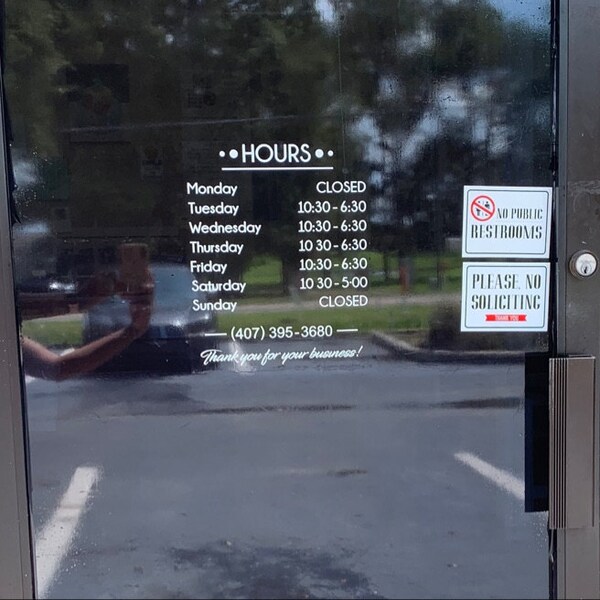 Store Hour Decal, Business Hours Door Sticker, Hours of Operation Decal ...