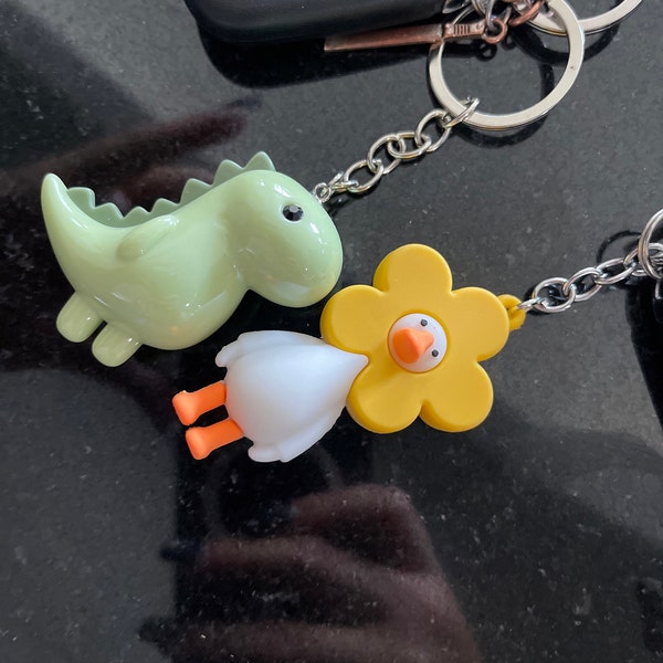 Chibi Iridescent Dinosaur Keychain - Etsy