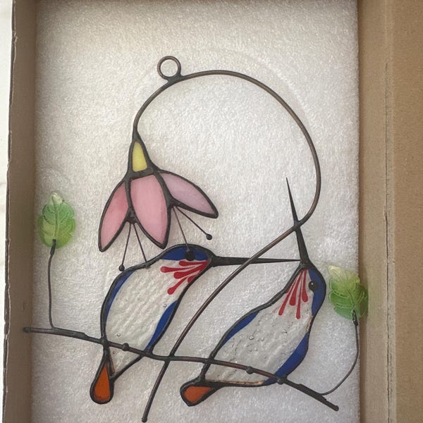 Hummingbird Stained Glass Window Hanging100% Handmade Window Decor ...