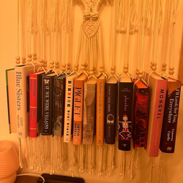 Owl Hanging Bookshelf, Macrame Book Holder, Owl Handmade Book Storage ...