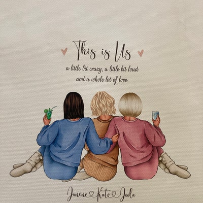 Best Friends Personalized Print Custom 3 Friend Prints Three - Etsy