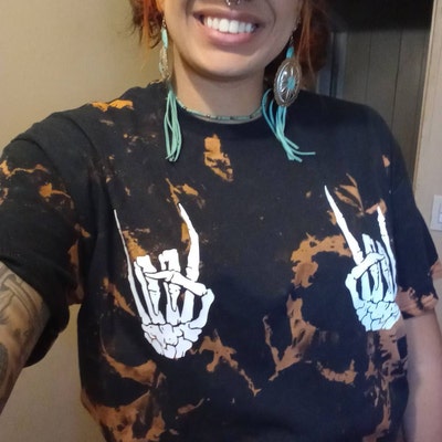 Acid Wash Skeleton Hand Shirt Peace Sign Hand Shirt Acid - Etsy