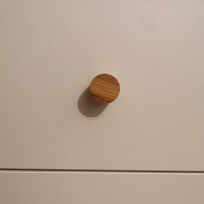 Small Wooden Round Handles, Wood Drawer Knobs, Oak Circle Handle ...