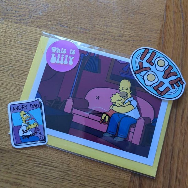 Homer's Bite the Simpsons Funny Love Birthday Card Simpsons on a Party ...