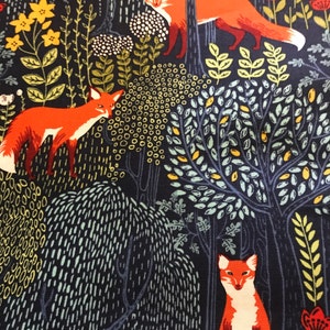 Blue Orange Yellow Gold Fox Woodland Forest Quilter's - Etsy