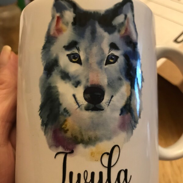 Wolf Mug - Personalised Wolf Gift - Wolf Coffee Cup - Wolfdog Mug ...