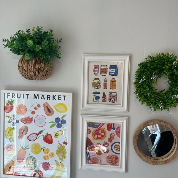 Funky Grocery Items Poster • Colorful Food Art Prints • Cute Kitchen ...