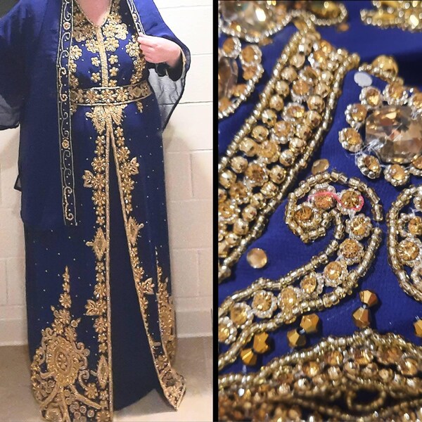 Sale !! Dubai Moroccan Kaftan Fish Cut Arabic Abaya Maxi Hand Beaded ...