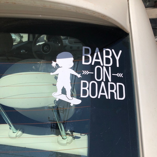 Car Sticker Baby on Board Sign Skateboarding, Skater BOY, Vinyl on ...