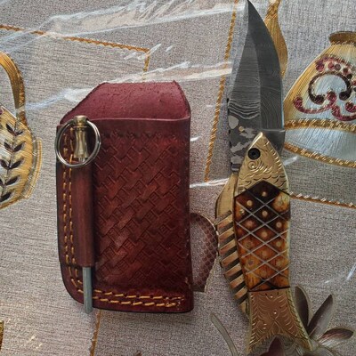 Beautiful Custom Handmade Damascus Steel Knife Wood & Brass Finger ...