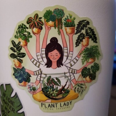 Plant Lady Sticker, Glossy Vinyl Die Cut Sticker, Plant Stickers, House ...
