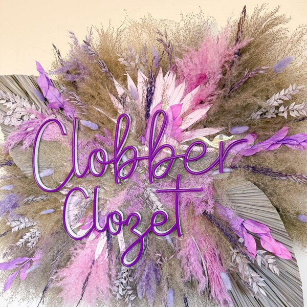 Large Pampas & Neon Sign, Salon Flower Decor, Wedding Arrangement ...