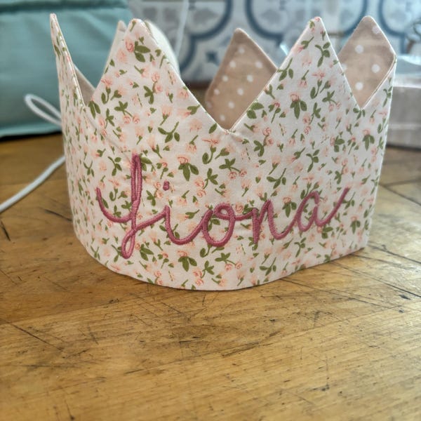Personalized Name Birthday Crown, Girl's Birthday, Floral Pink Birthday ...