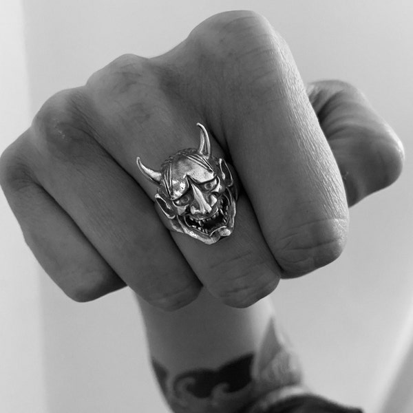 925 Sterling Silver Hannya Ring / Devil Ring / Evil Ring / Skull Ring ...