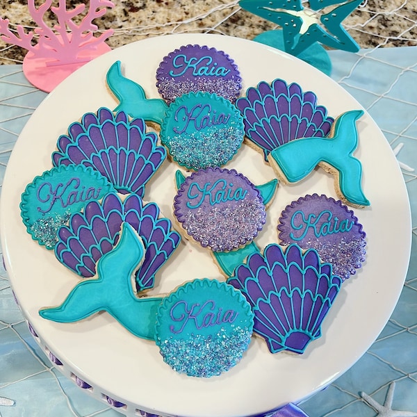 Mermaid Themed Cookies - 1 Dozen - Etsy