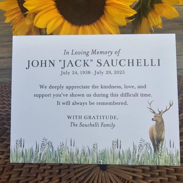 In Loving Memory Sympathy Thank You Cards, Leaves Funeral Bereavement ...