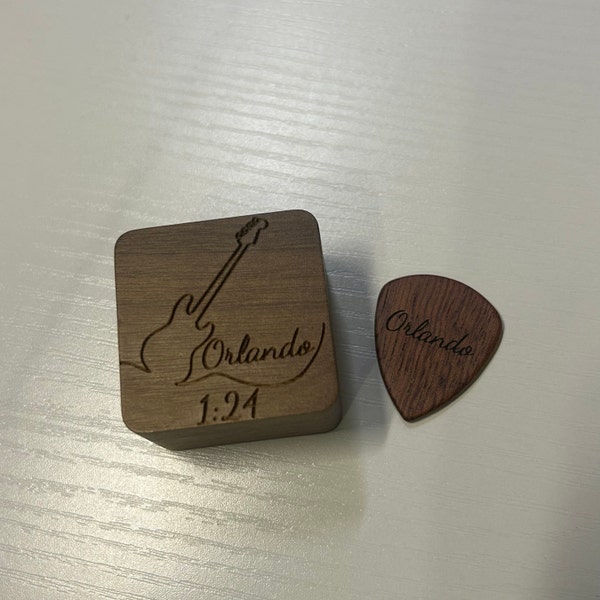 Personalized Wooden Guitar Picks Box,custom Engraved Guitar Pick Holder ...