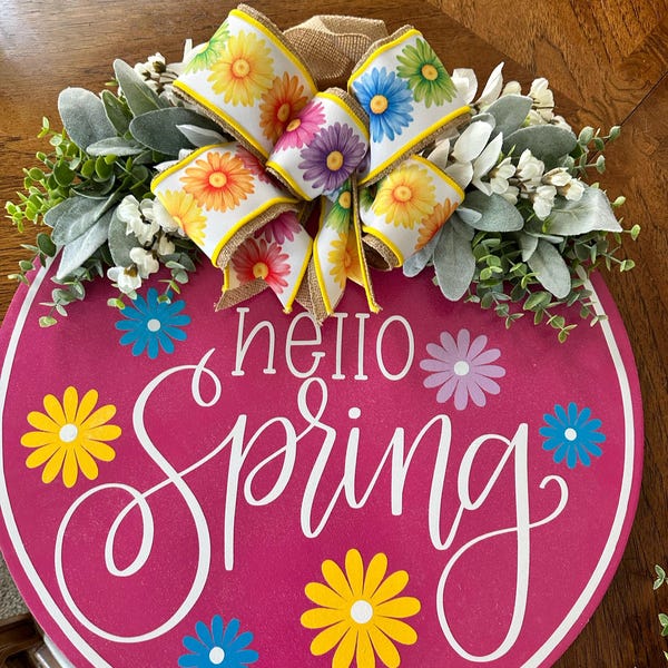Spring Front Door Decor | Hello Spring Wreath | Spring Wreath | Spring ...