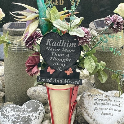 Large Heart Temporary Gravestone Marker Memorial Plaque, Personalised ...