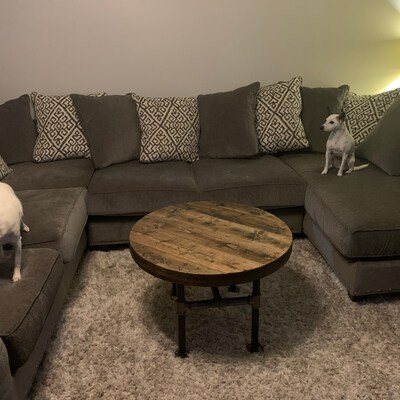 Reclaimed Distressed Round Coffee Table. Heavy Duty Iron Pipe - Etsy