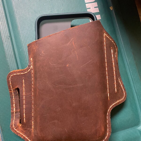 Slanted Leather Phone Holster, Leather Phone Case With Belt Loops ...