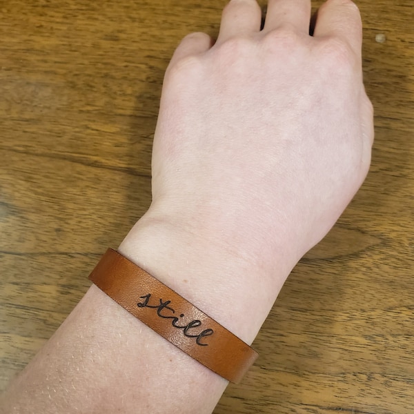 Personalized Leather Bracelet Engraved Your Custom Hashtag Bracelet ...