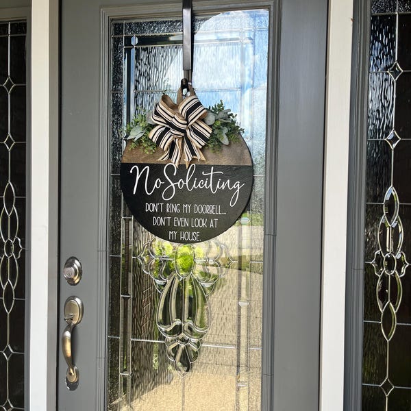 Front Door Decor | No Soliciting Sign | Year Round Wreath | Funny Front ...