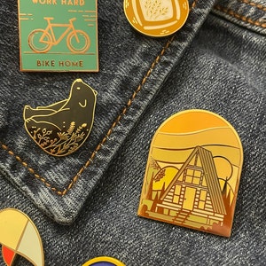 Summer A-frame Cabin Enamel Lapel Pin Badge // Vintage Camping Camp ...