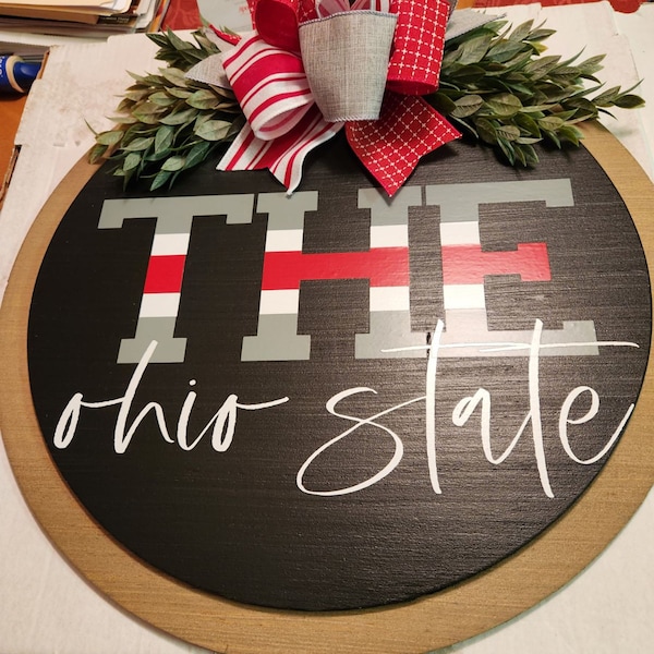 Ohio State Door Hanger | Ohio State Buckeyes | Ohio State Wreath ...