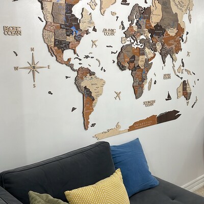 Home Wall Decor, United States Map With City and States, Wall Art ...