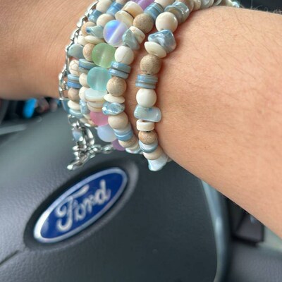 5 Beach Bracelets, Boho Bracelets, Sea Glass Bracelets, Beach Theme ...