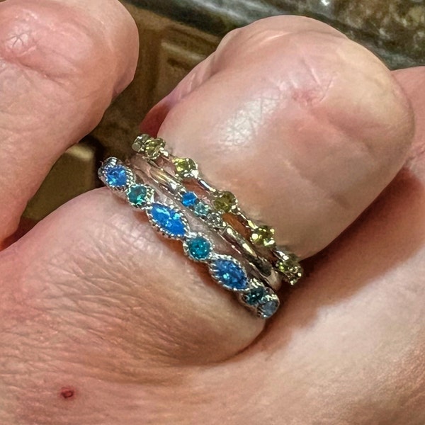 14K Gold Mothers Ring Stackable Birthstone Rings for Women ...