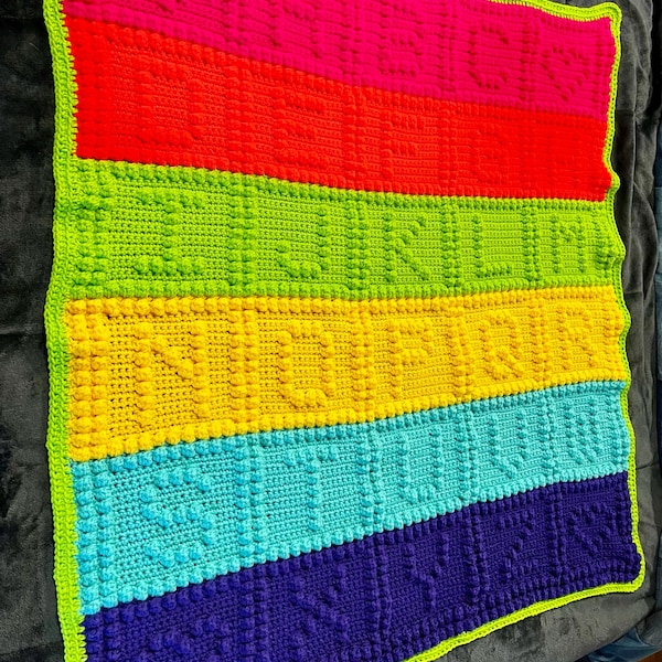 Alphabet Baby Afghan, Bobble Crochet Pattern, Graph and Written Row by ...