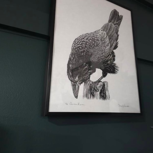 Curious Raven. Limited Original Lino Print Artwork From Hand Carved ...