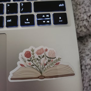 Floral Book Sticker / Open Book Sticker / Reading Sticker / - Etsy
