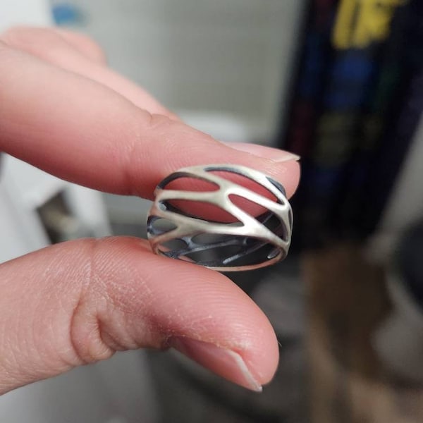Parametric Design Handmade Sterling Silver Men Brutal Ring, Silver Men ...