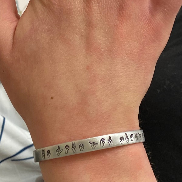 Custom Name Bracelet - Exclusive Sign Language Jewelry - Name Cuff ...