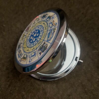 Vintage Zodiac Image Compact Mirror Occult Celestial Astrology Make up ...