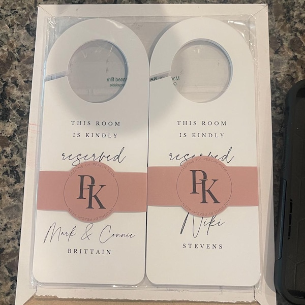Personalised Reserved Room Door Hanger Tag for Minimalist Wedding ...