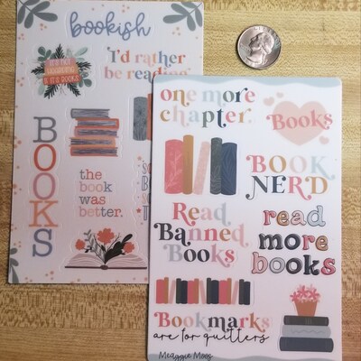 Book Nerd Sticker Sheet Bookish Waterproof Stickers Book Worm Gifts ...