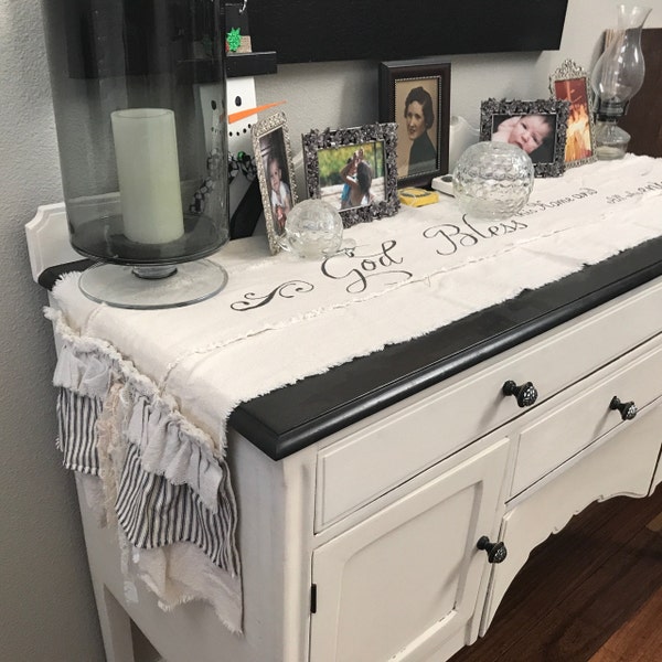 Custom Table Runner With Saying,multi Ruffle Table Runner,ivory White ...