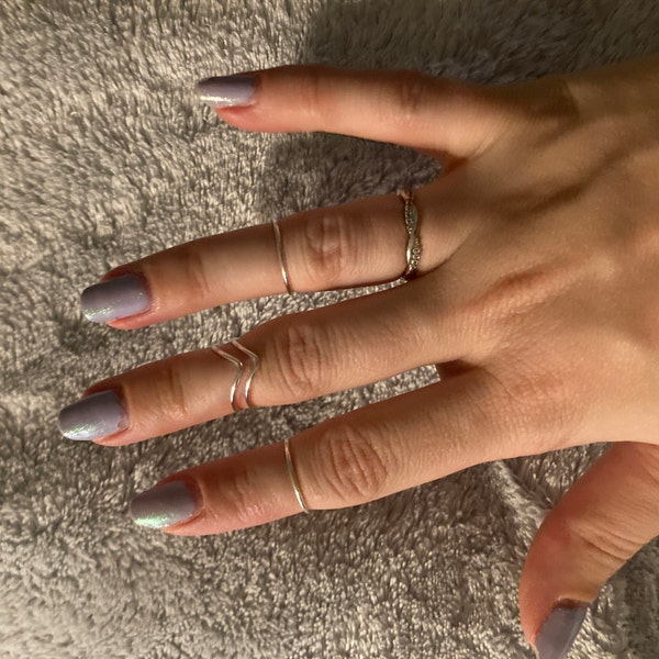 4 Midi Rings in Silver, Chevron and Simple Band Midi Rings. Wear These ...