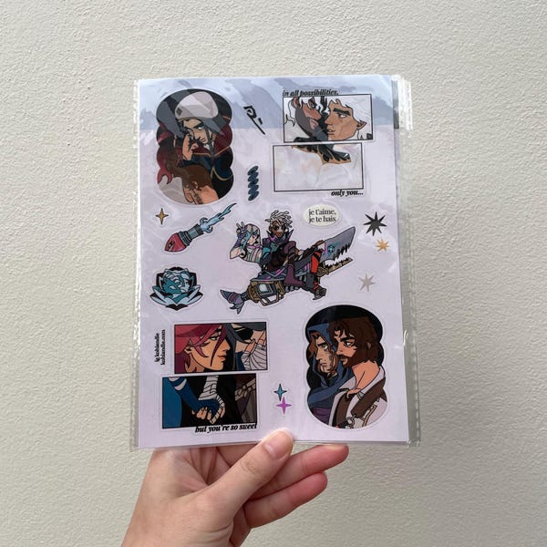 Arcane Shippy Sticker Sheet 8x5" Ft. Vander, Silco, Jinx, Vi, Viktor ...